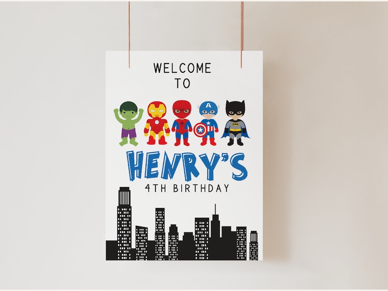 Superhero Welcome Sign Template, Superhero Party Welcome Sign, Birthday ...