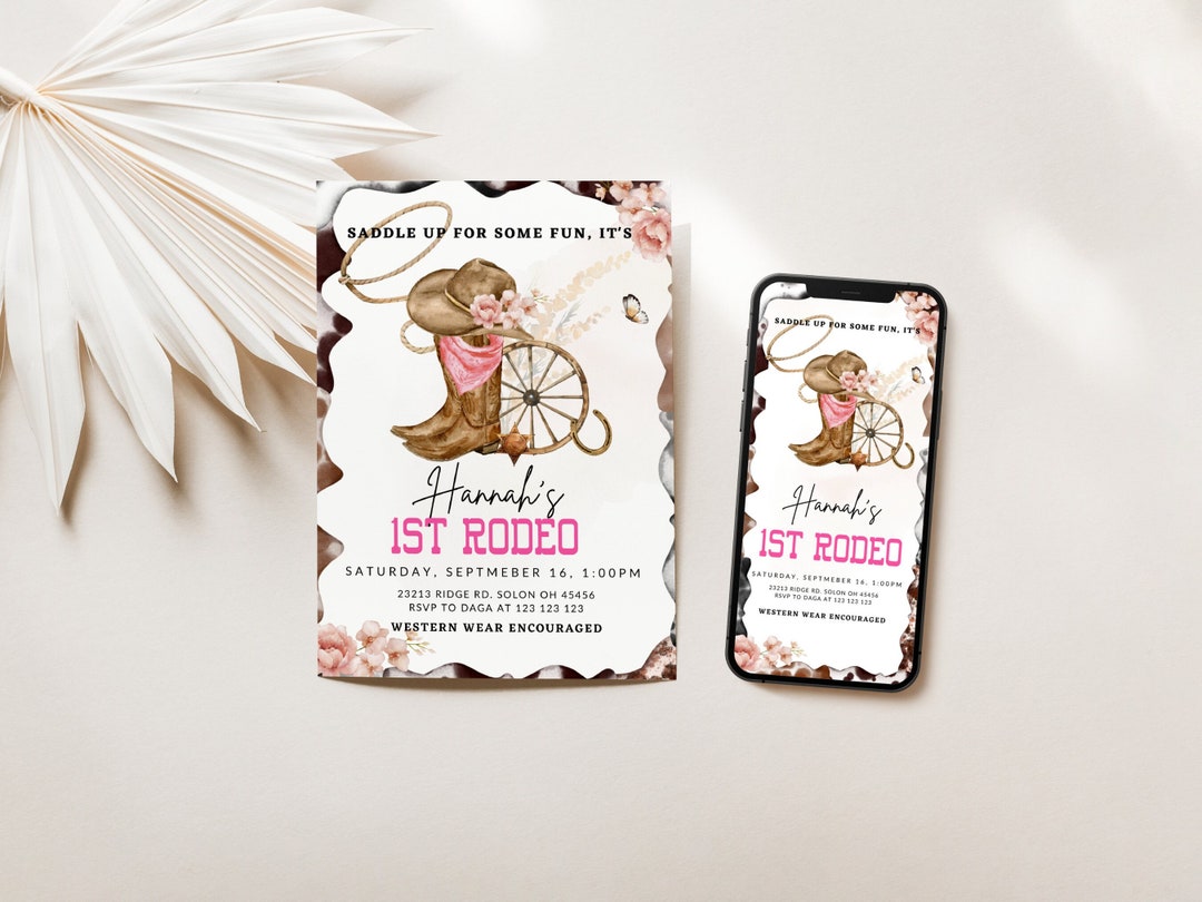 FIRST RODEO Invitation Template, Printable Wild West Birthday Invite ...