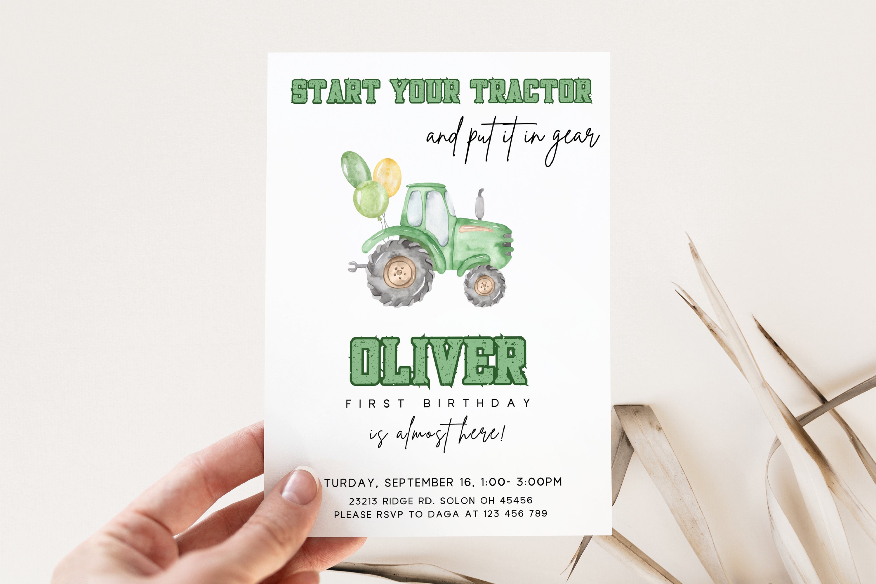 Editable Tractor Invitation, Tractor Birthday Invitation, Tractor ...
