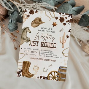 First Rodeo Invitation Template, Printable Wild West Birthday Invite ...