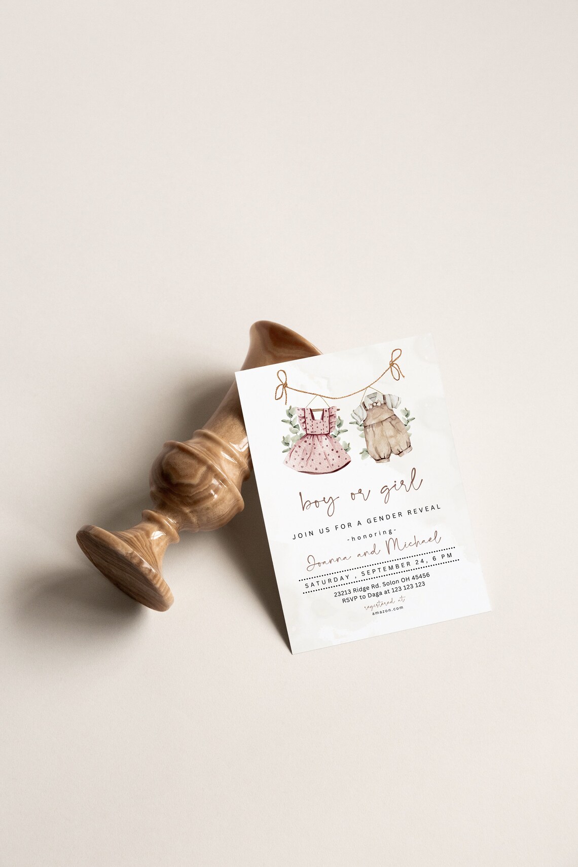 Gender Reveal Invitation Baby Clothes Editable Rustic Gender - Etsy