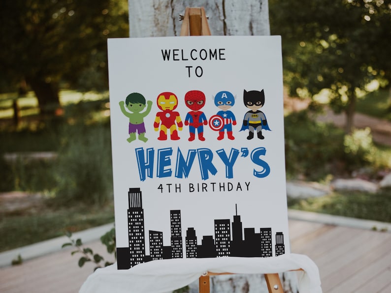 Superhero Welcome Sign Template, Superhero Party Welcome Sign, Birthday ...