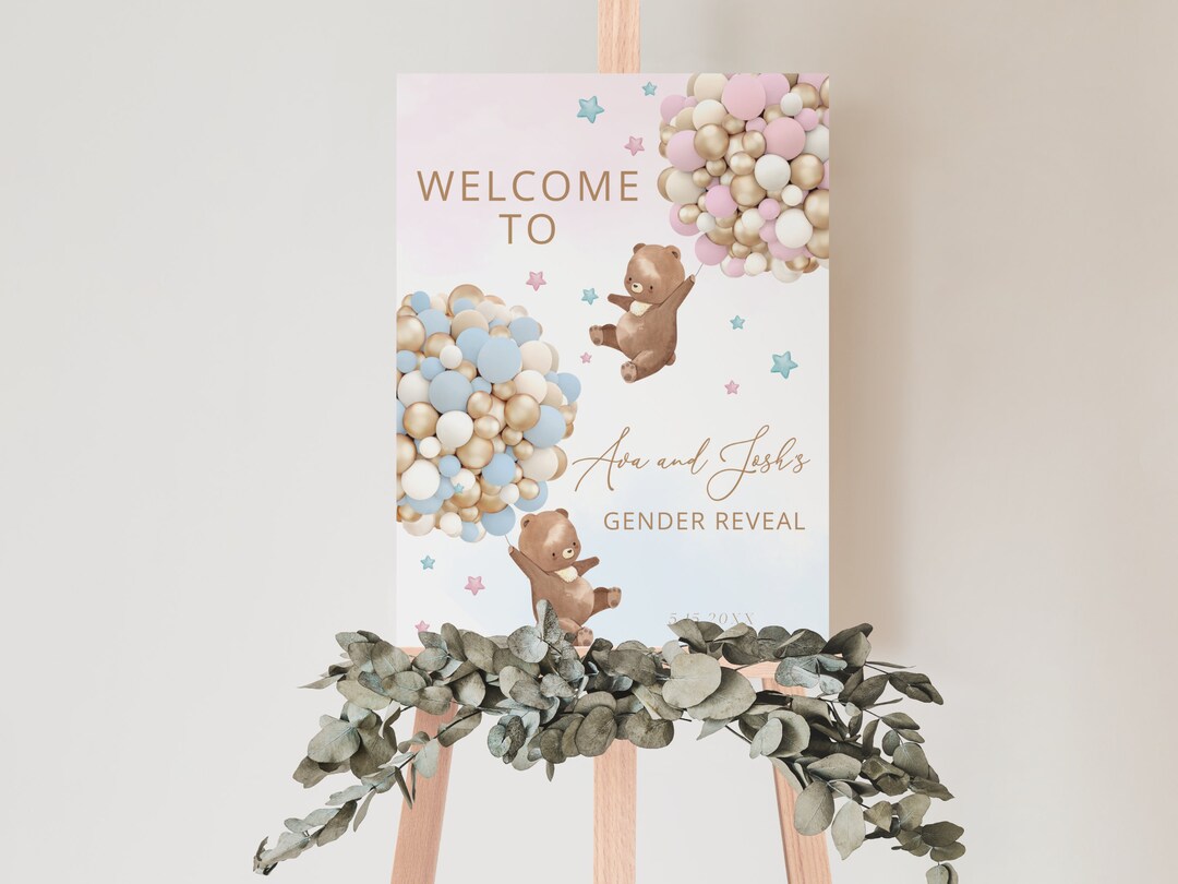 Bear Gender Reveal Welcome Sign, Gender Reveal Sign, Gender Reveal ...