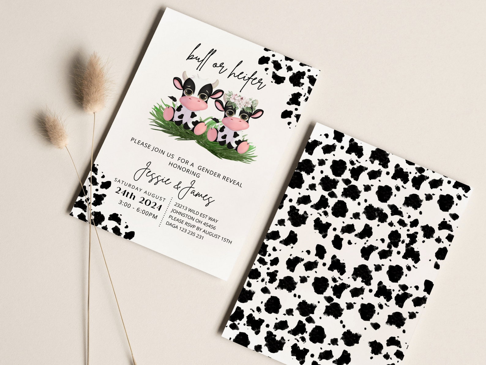 Editable Cow Farm Gender Reveal Welcome Sign Cow Pattern Farm Welcome ...