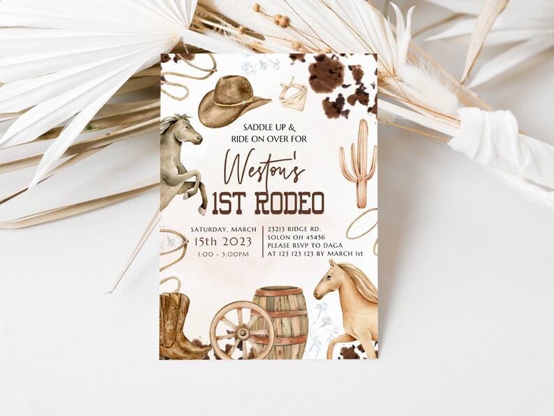 First Rodeo Invitation Template Printable Wild West Birthday - Etsy