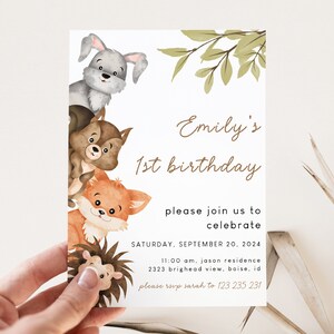 Woodland Animals Birthday Invitation, Printable Woodland Invitation ...