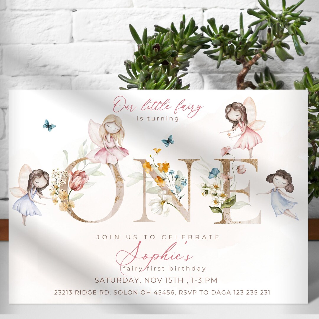 Editable Fairy Birthday Invitation Butterfly Magical Wildflower Garden ...