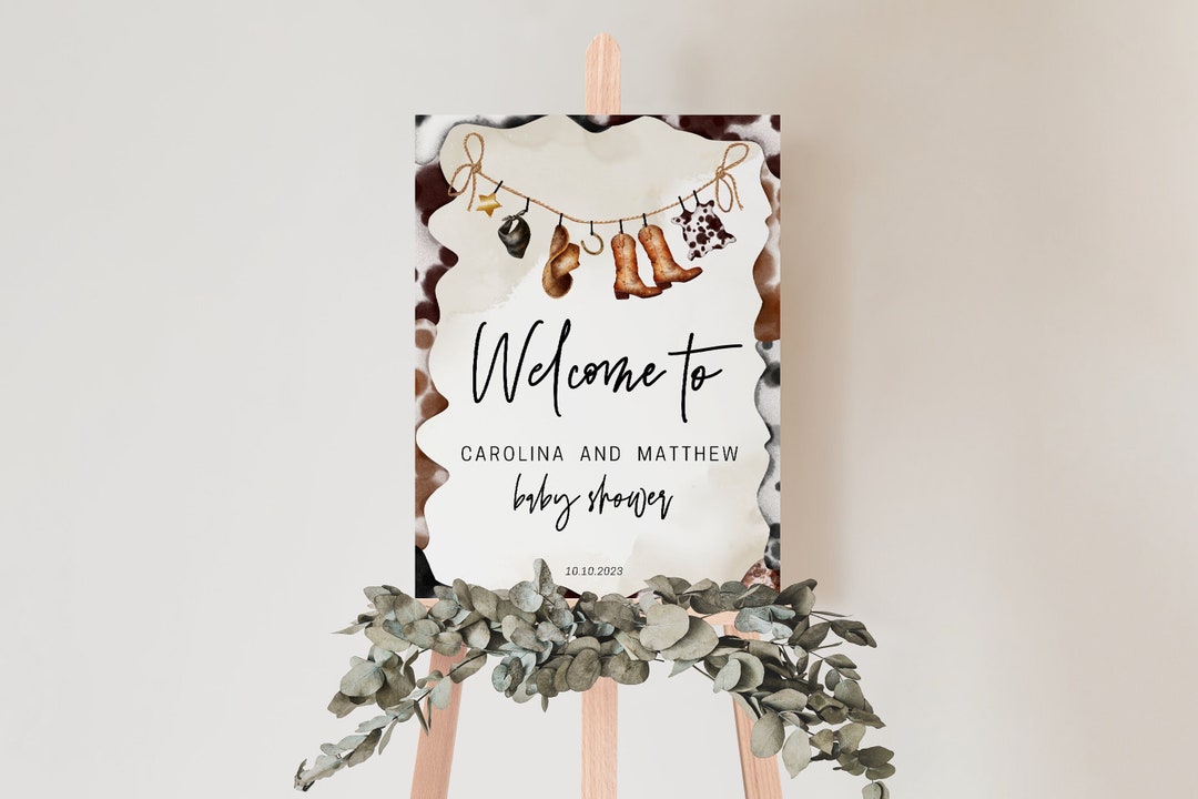 LITTLECOWBOY Baby Shower Welcome Sign, Printable Wild West Baby Shower ...