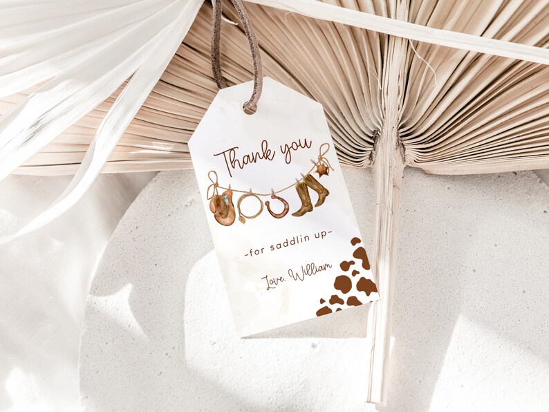 Cowboy Favor Tags 1st Rodeo Thank You Tags Western Gift - Etsy