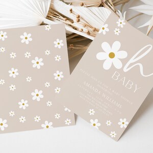 Daisy Baby Shower Invitation, Oh Baby Daisy Baby Shower Invite, Boho ...