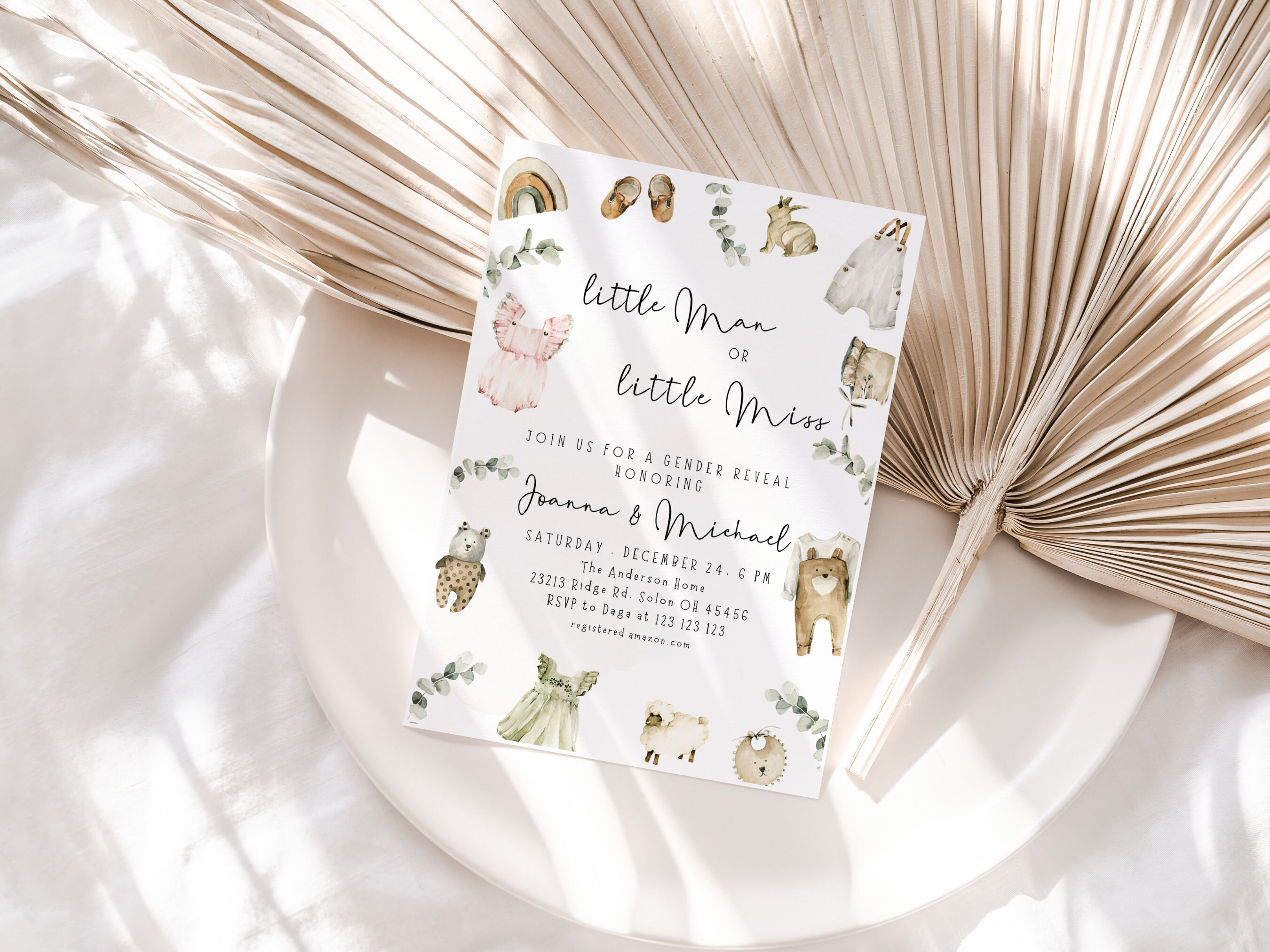 Gender Reveal Invitation Baby Clothes Editable Rustic Gender - Etsy