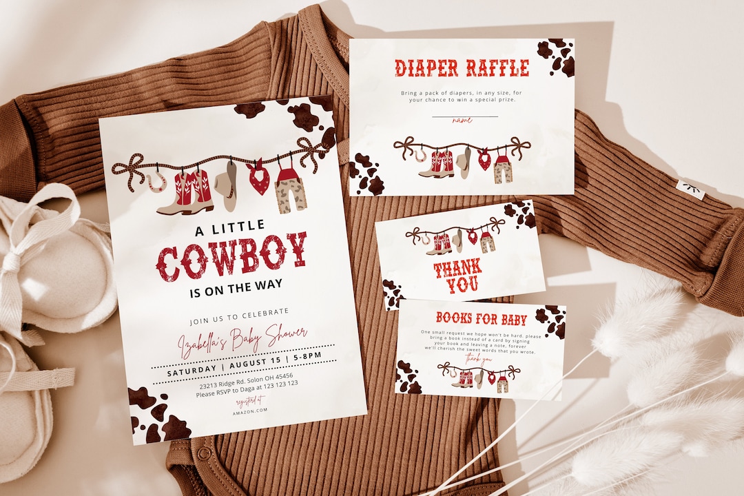 Western Baby Shower Bundle, Cowboy Baby Shower Template Set, Wild West ...