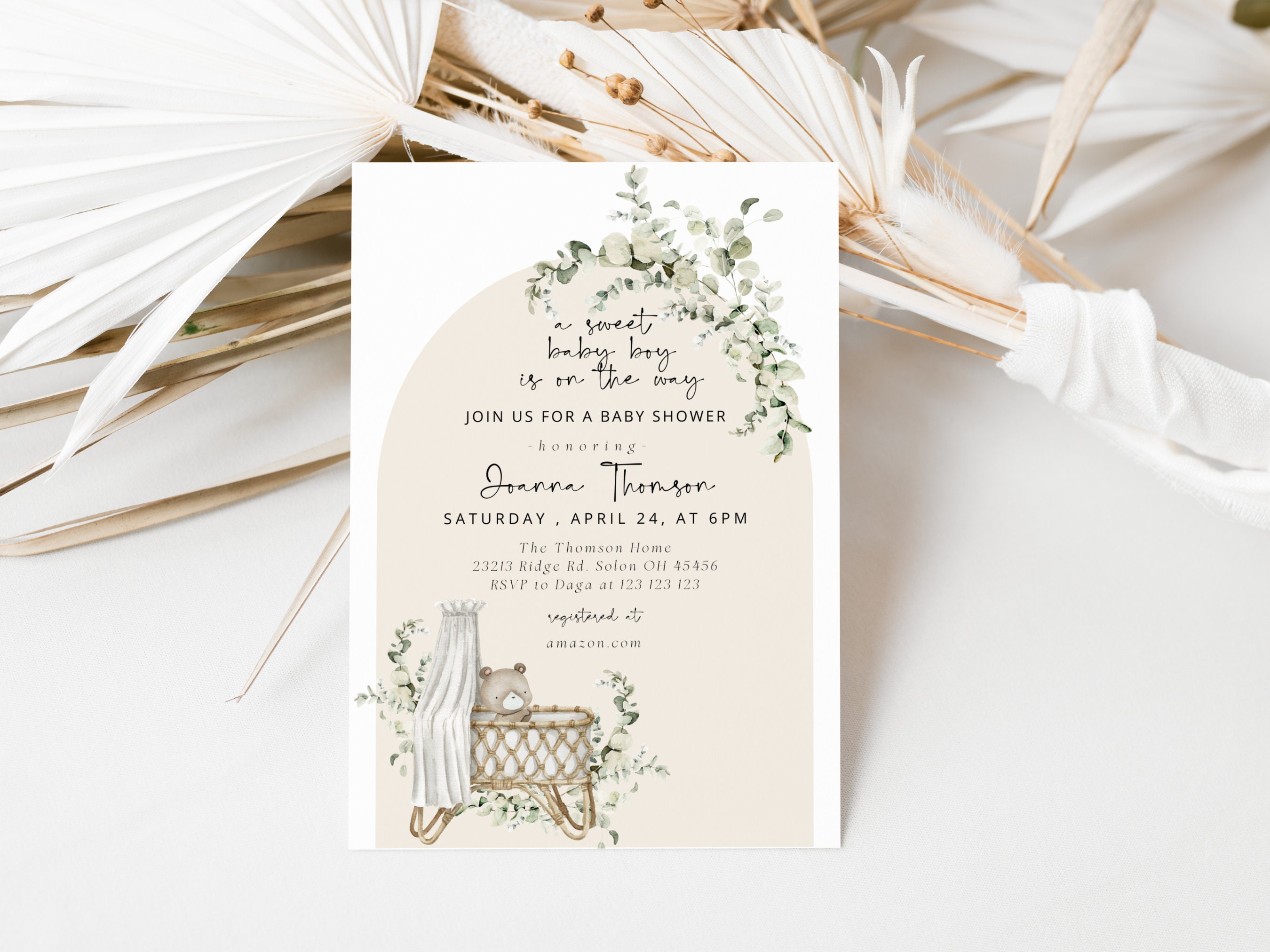 Boho Baby Shower Invitation, Baby Shower Invitation Gender Neutral, Boy ...