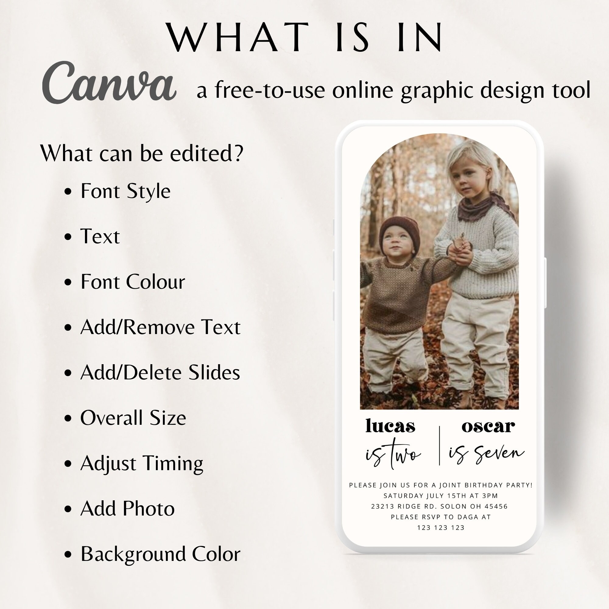 Animated Joint Birthday Invitation, Sibling Birthday Party, Arched ...