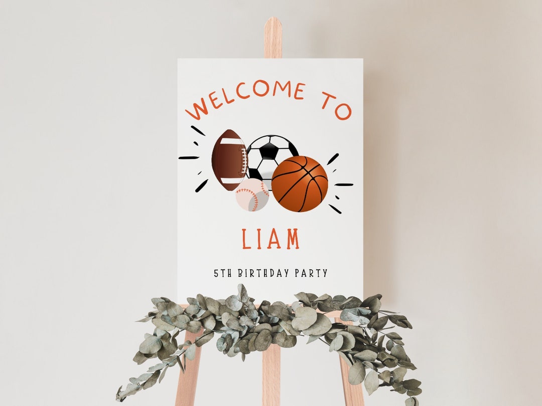 Let's Have a Ball Welcome Sign, Ball Welcome Sign, Football, Basketball ...