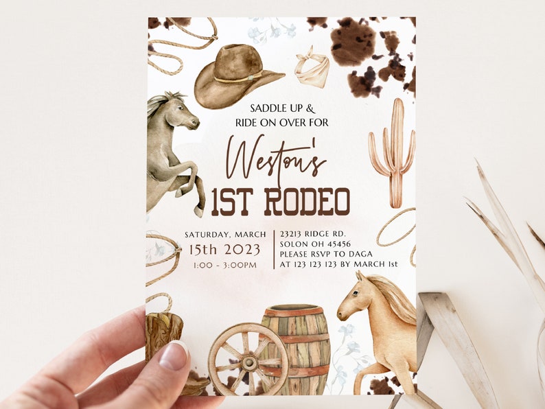 First Rodeo Invitation Template Printable Wild West Birthday - Etsy
