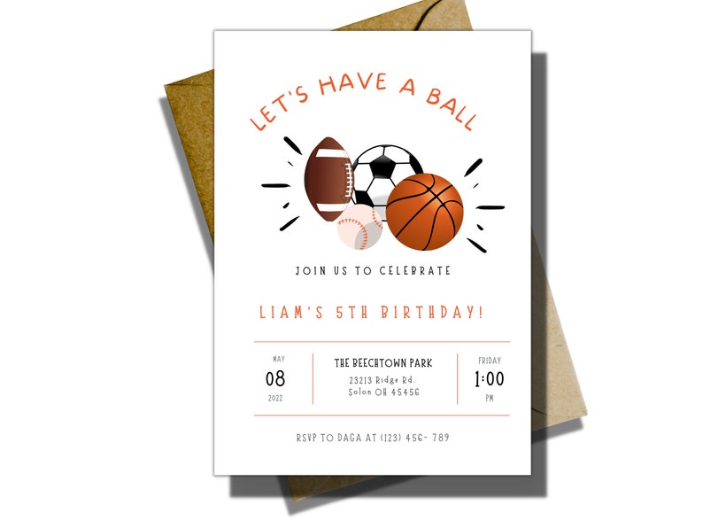 Let's Have a Ball Invite Ball Birthday Invitation - Etsy