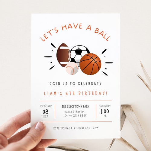 Let's Have a Ball Sports Birthday Invitation Balls All - Etsy