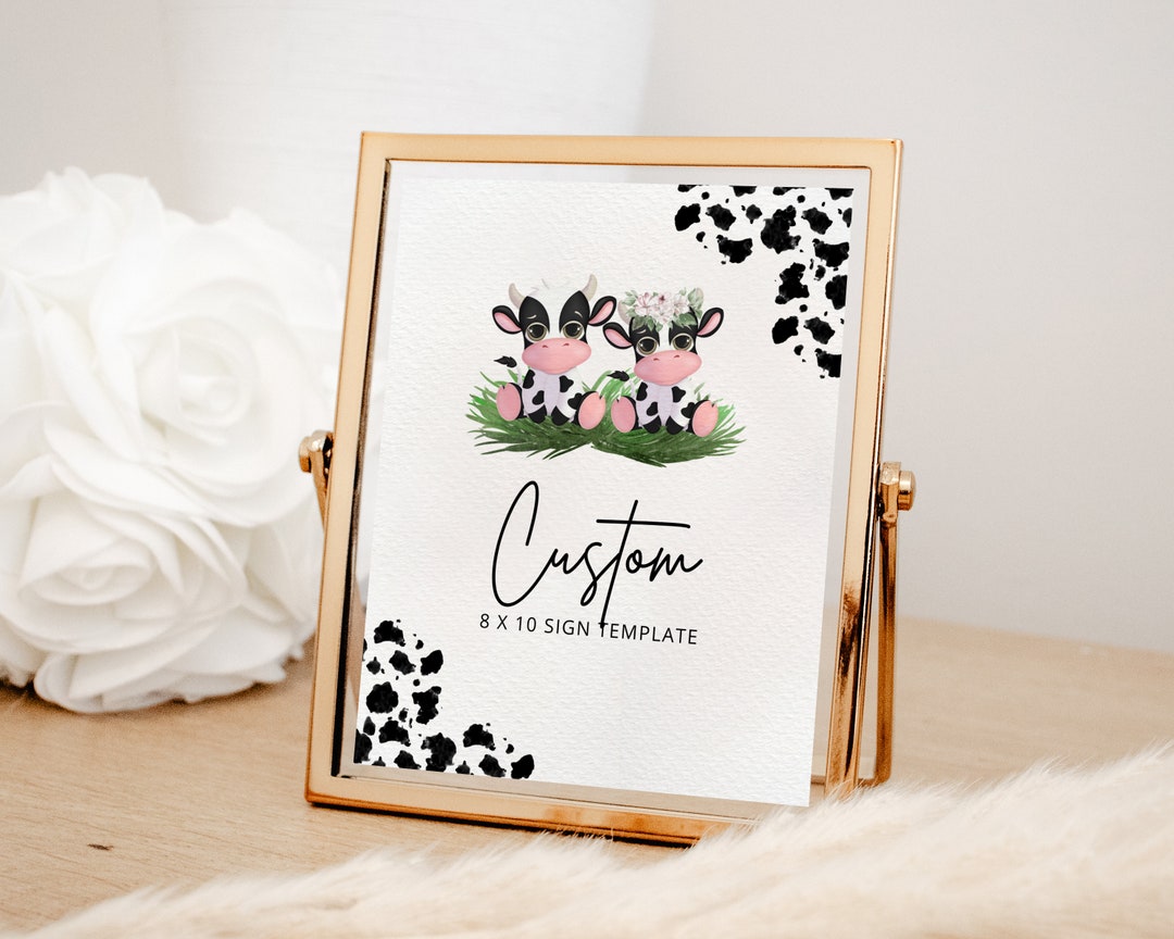Gender Reveal Custom Sign, Cow Table Sign, Gender Reveal Party, Holly ...