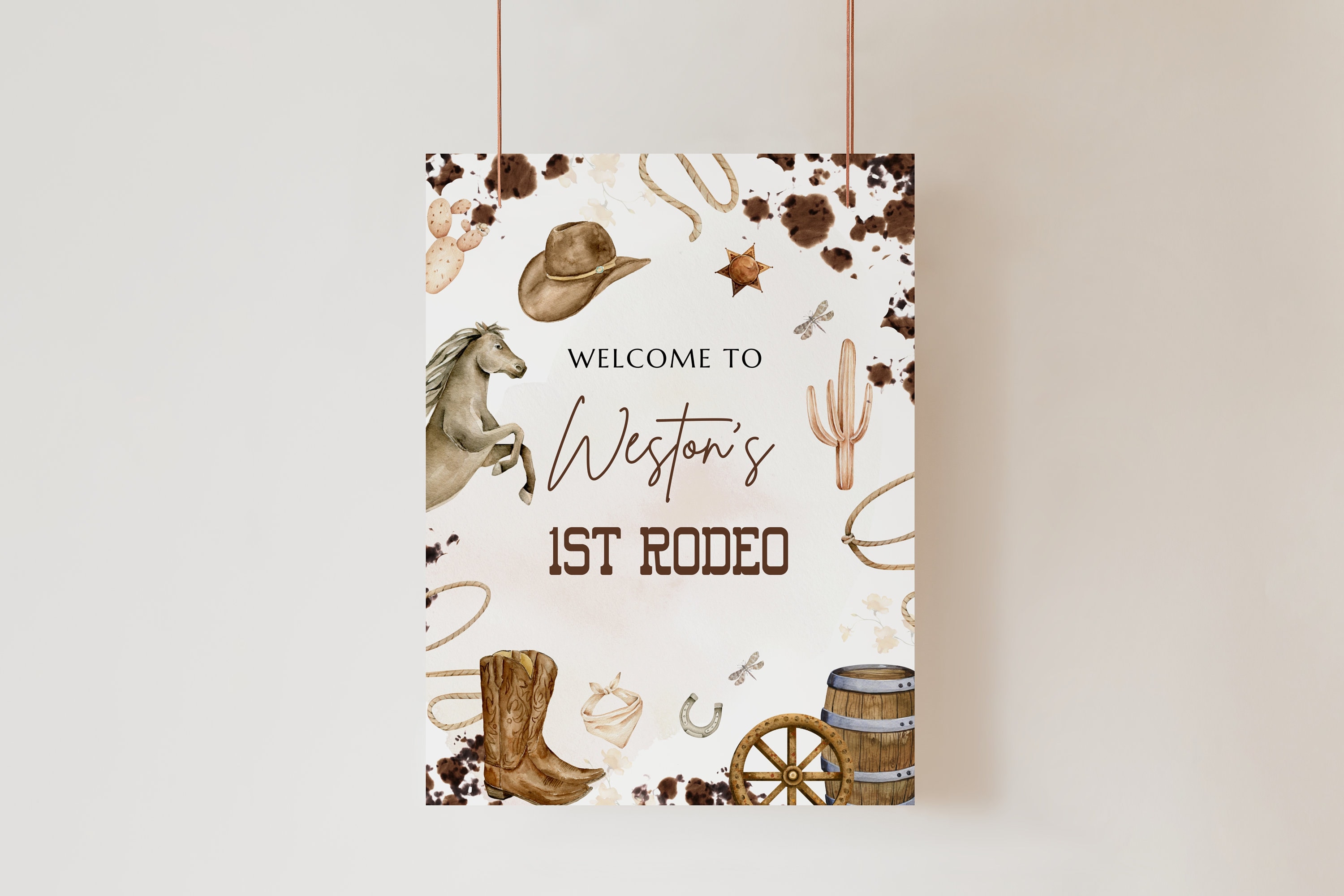 Western Welcome Sign Template, Cowboy Birthday Poster, Western Birthday ...