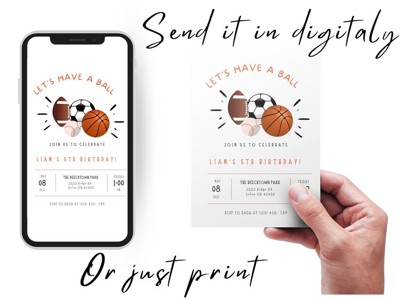 Let's Have a Ball Invite Ball Birthday Invitation - Etsy