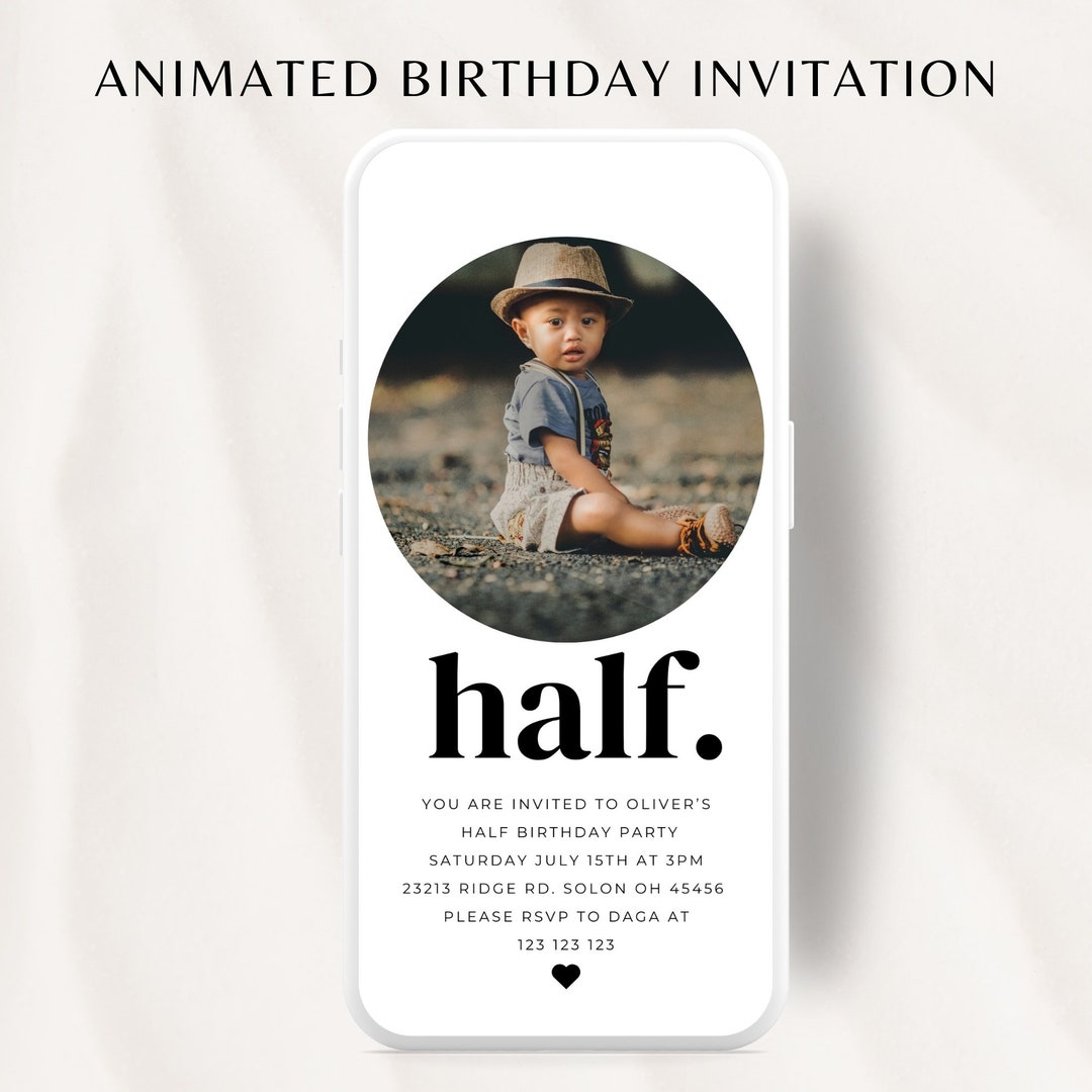 Animated Half Birthday Invitation Boys Half Birthday Invitation, 6 ...