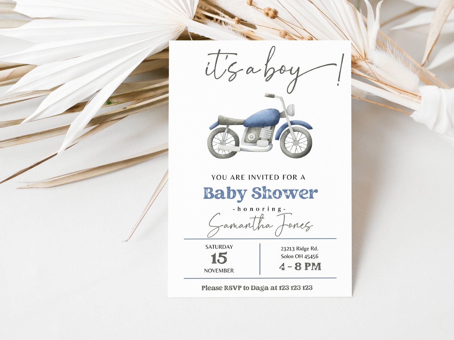 Motorcycle BABY Shower Invitation, Baby Shower Invitation Boy, Baby Boy ...