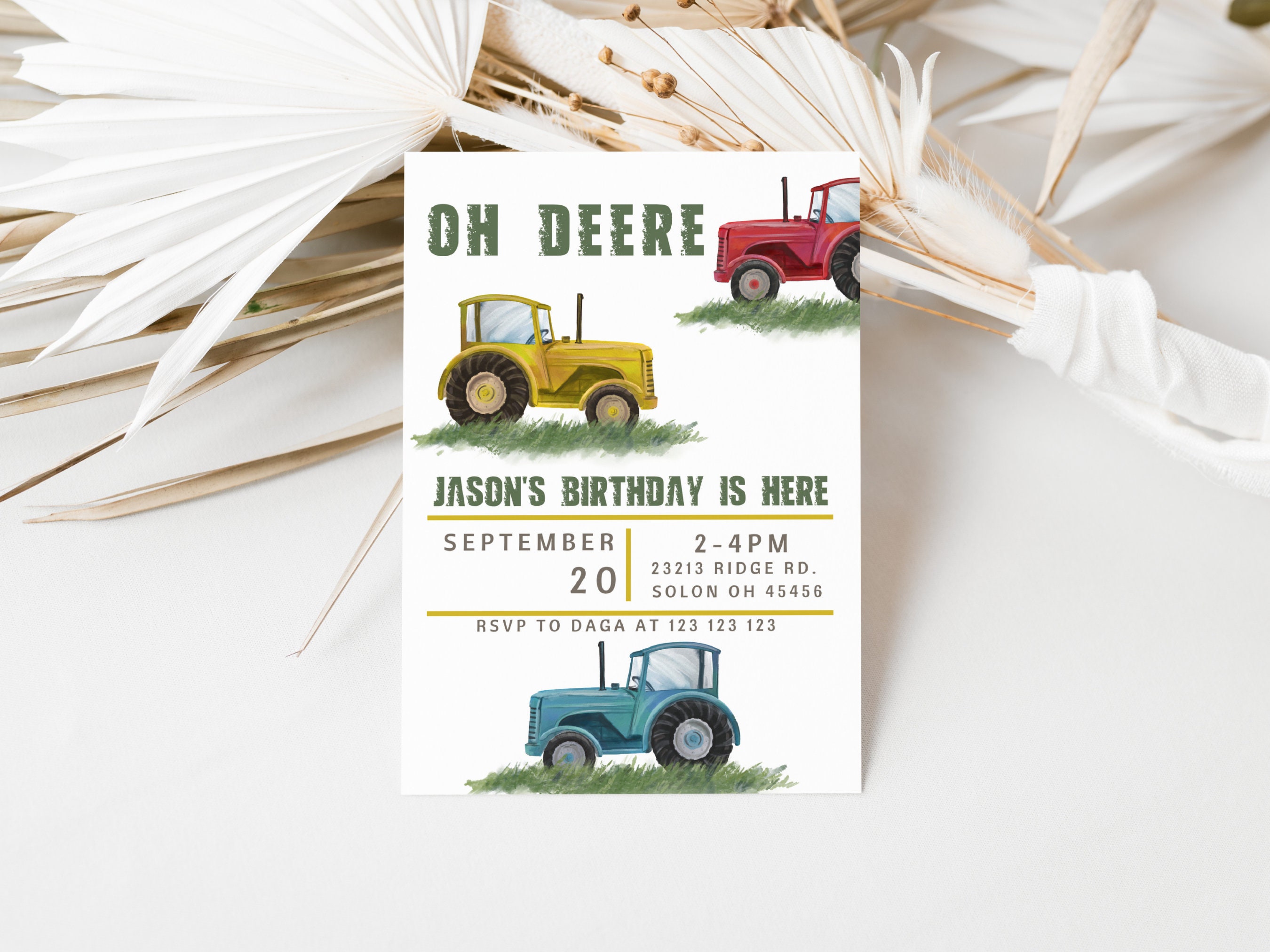 Editable Tractor Invitation, Tractor Birthday Invitation, Tractor ...