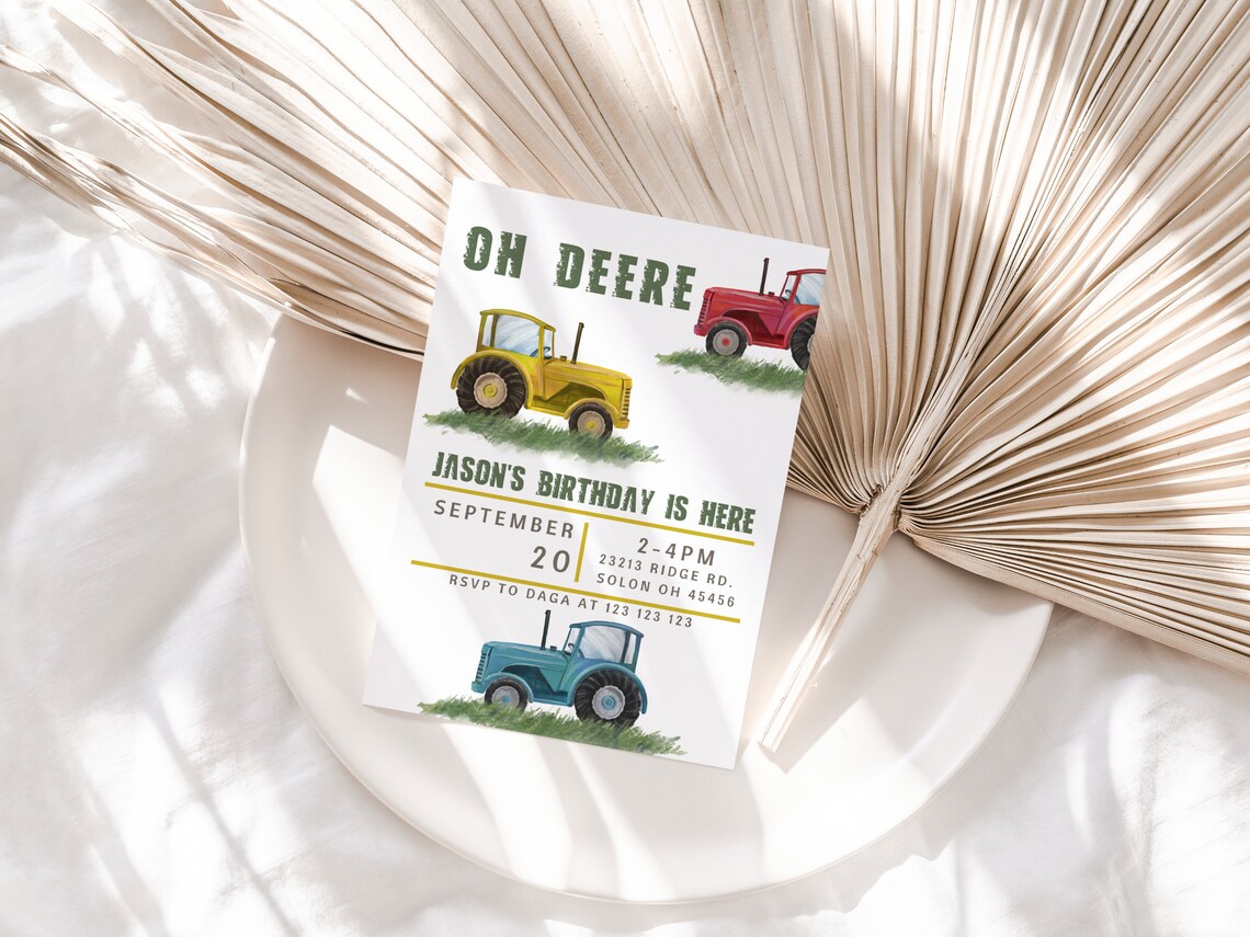 Editable Tractor Invitation, Tractor Birthday Invitation, Tractor ...
