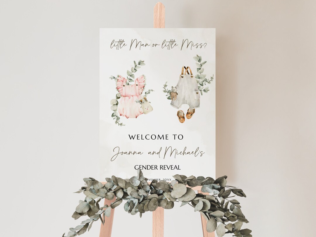 Welcome Sign Gender Reveal, Rustic Gender Reveal, Boho Gender Reveal ...