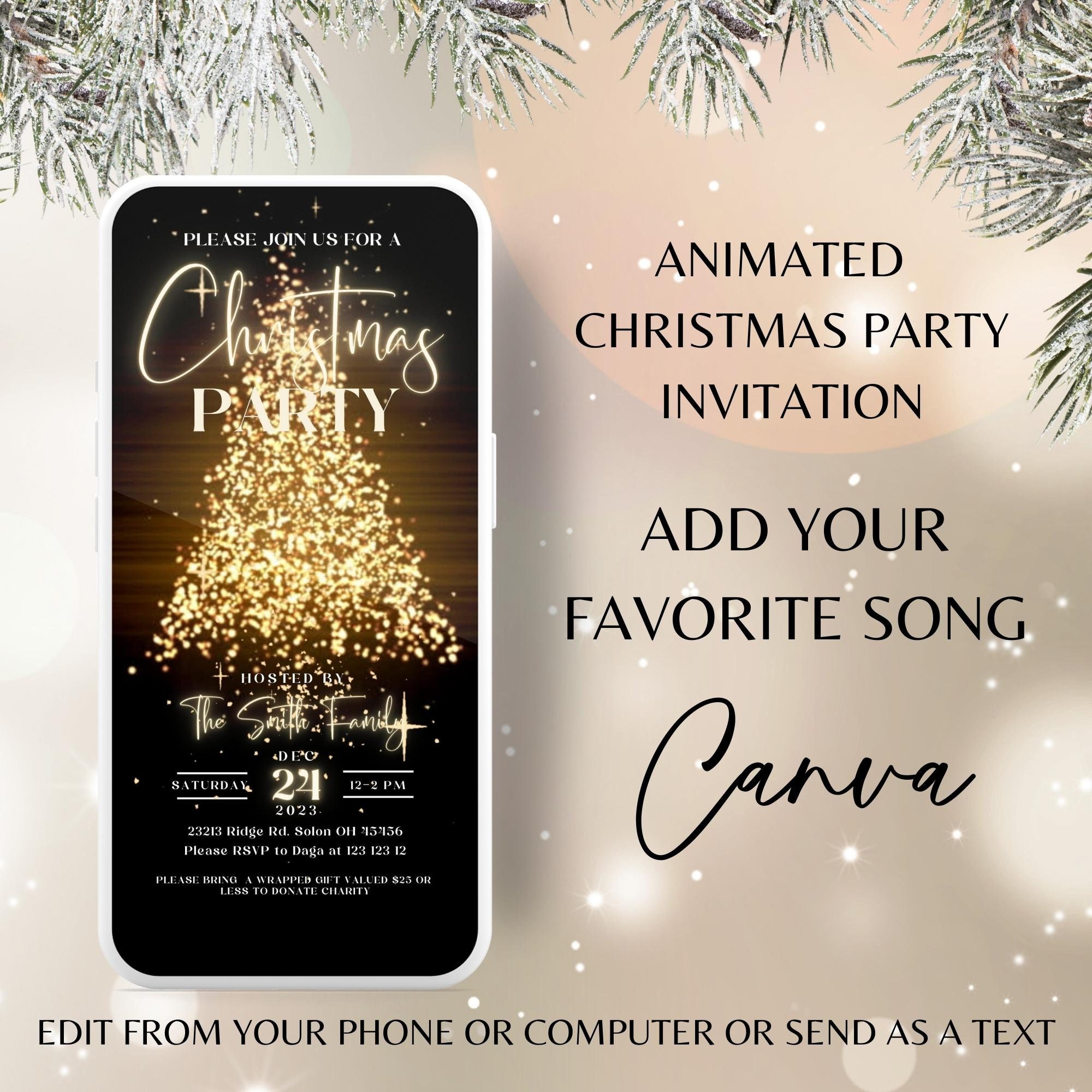 Digital Christmas Party Invitation Christmas Party Video Invitation ...