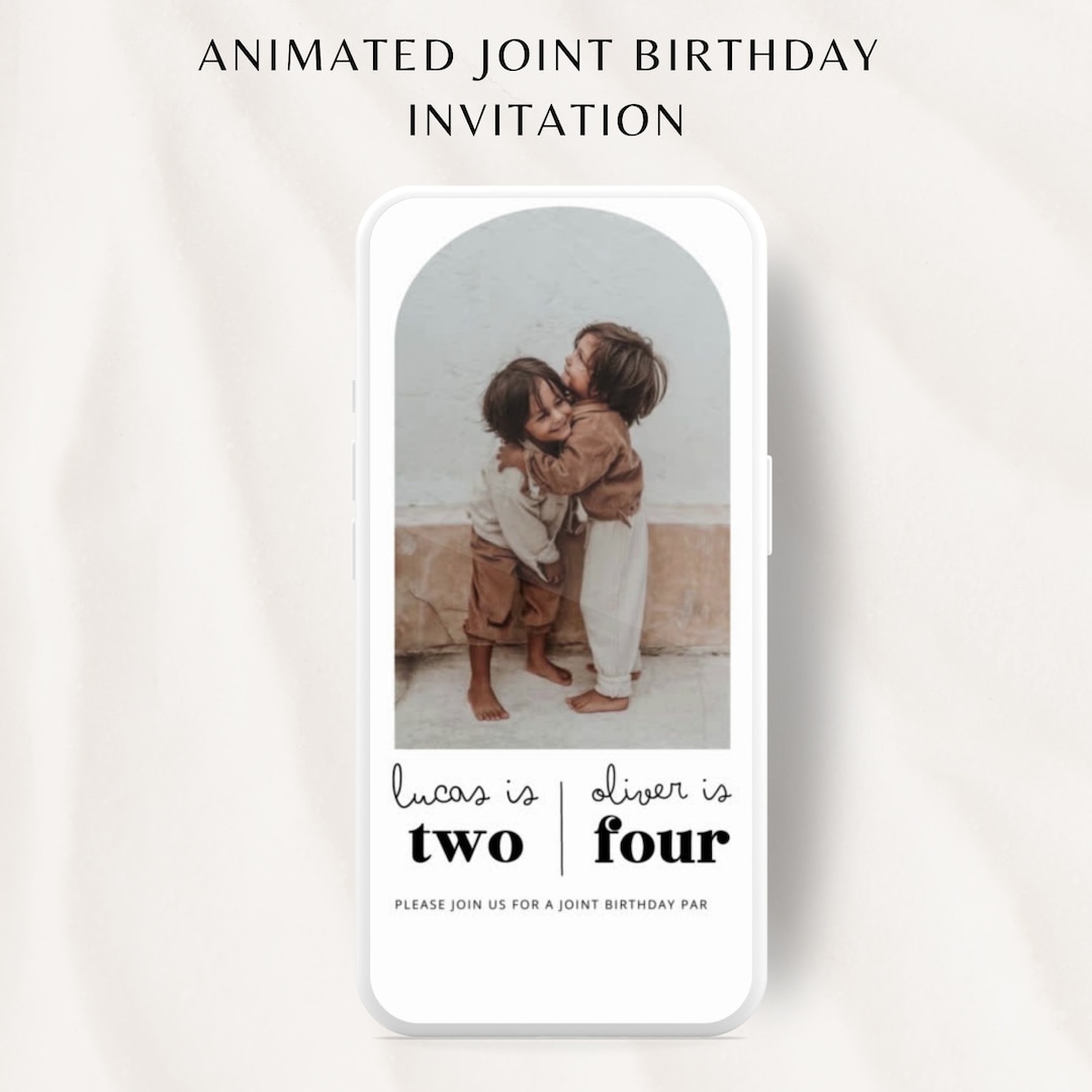 Animated Joint Birthday Invitation, Sibling Birthday Party, Arched ...