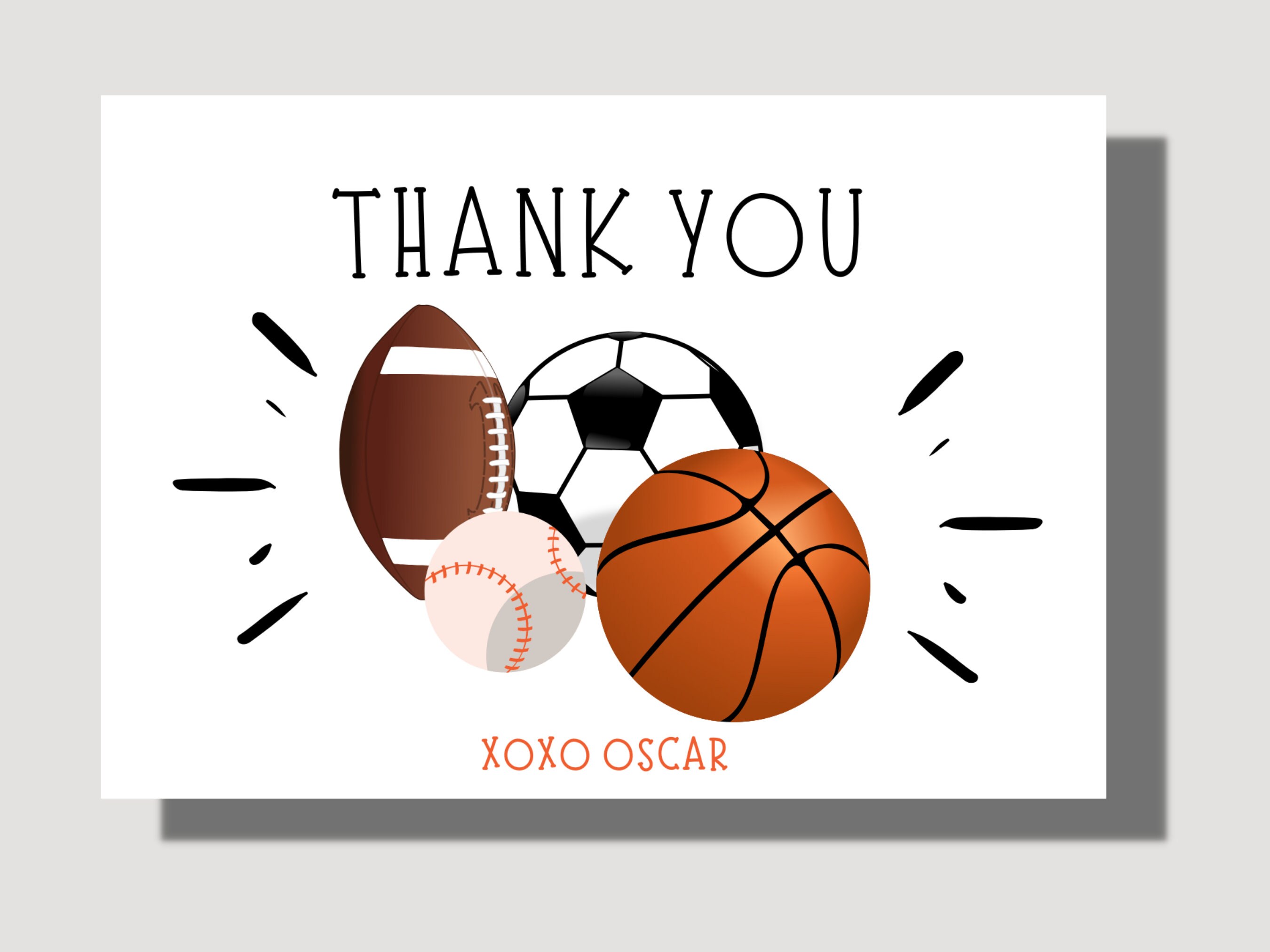 Let's Have a Ball Thank You Card, Ball Birthday Thank You Digital ...