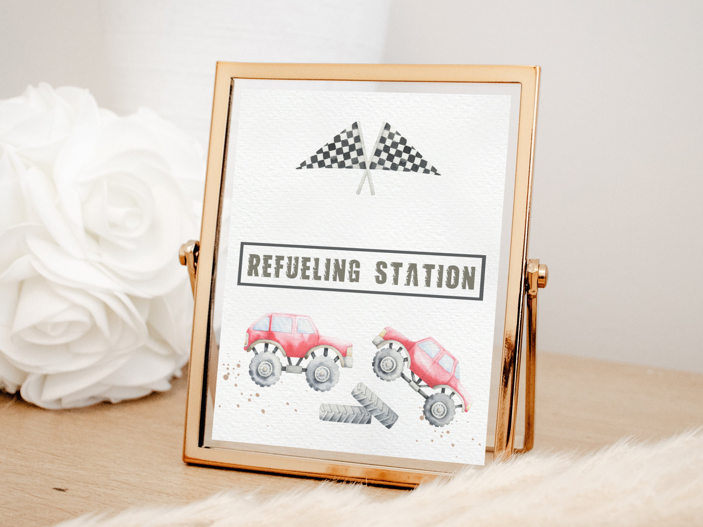 Print Monster Trucks Pit Stop Sign Red Monster Jam Birthday - Etsy