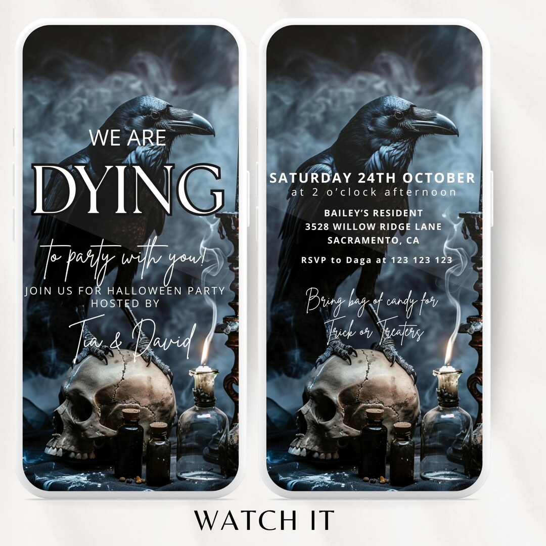 Animated Skulls & Crows Halloween Party Invitation Video (digital) - Etsy
