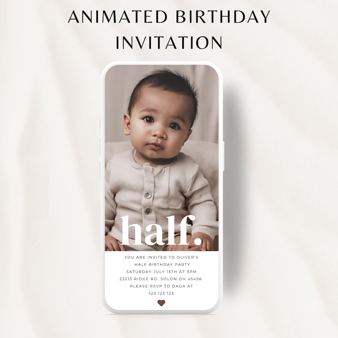 Animated Half Birthday Invitation Boys Half Birthday Invitation, 6 ...