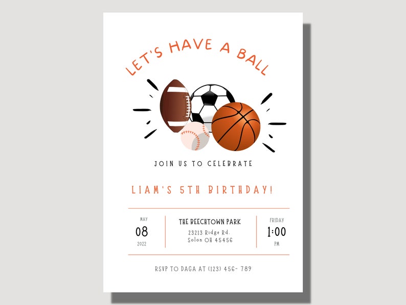 Let's Have a Ball Invite Ball Birthday Invitation - Etsy