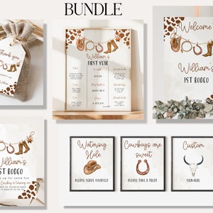 Cowboy Favor Tags, 1st Rodeo Thank You Tags, Western Gift Birthday Tags ...