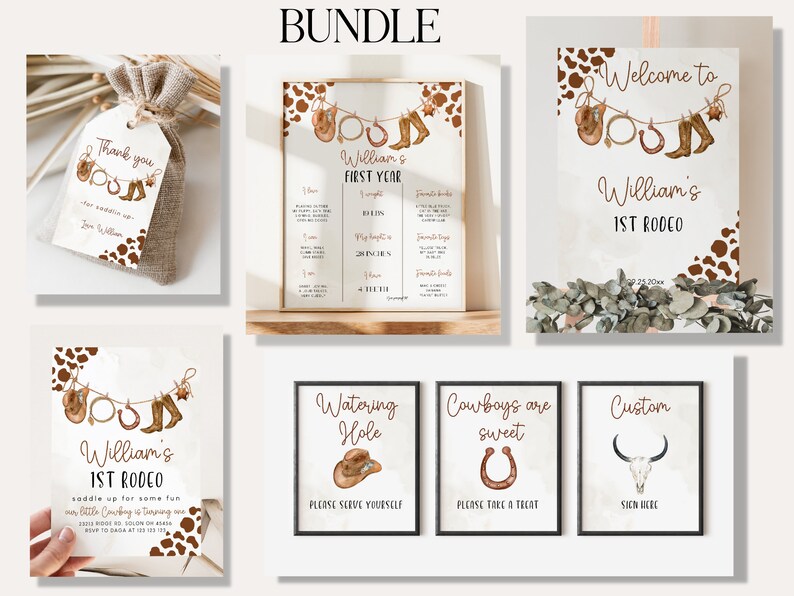 Cowboy Favor Tags 1st Rodeo Thank You Tags Western Gift - Etsy