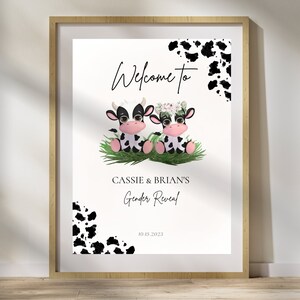 Editable Cow Farm Gender Reveal Welcome Sign| Cow Pattern | Farm ...
