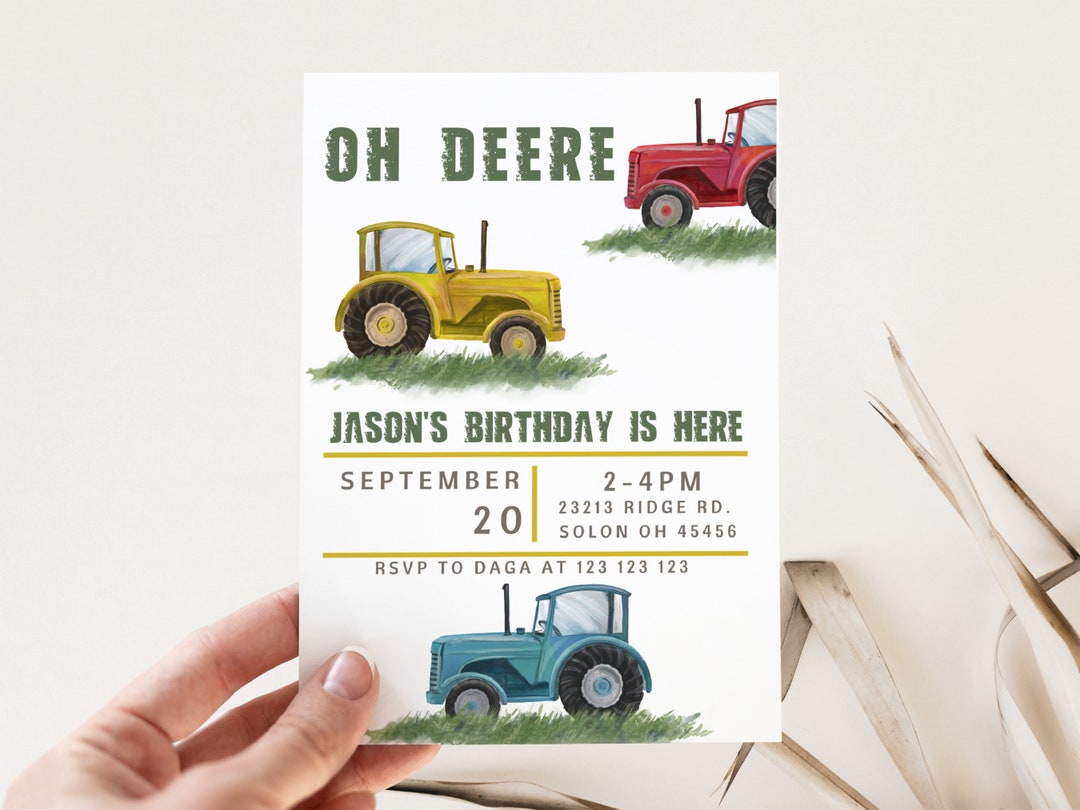 Editable Tractor Invitation, Tractor Birthday Invitation, Tractor ...