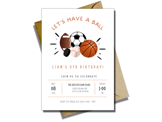 Let's Have a Ball Invite Ball Birthday Invitation | Etsy