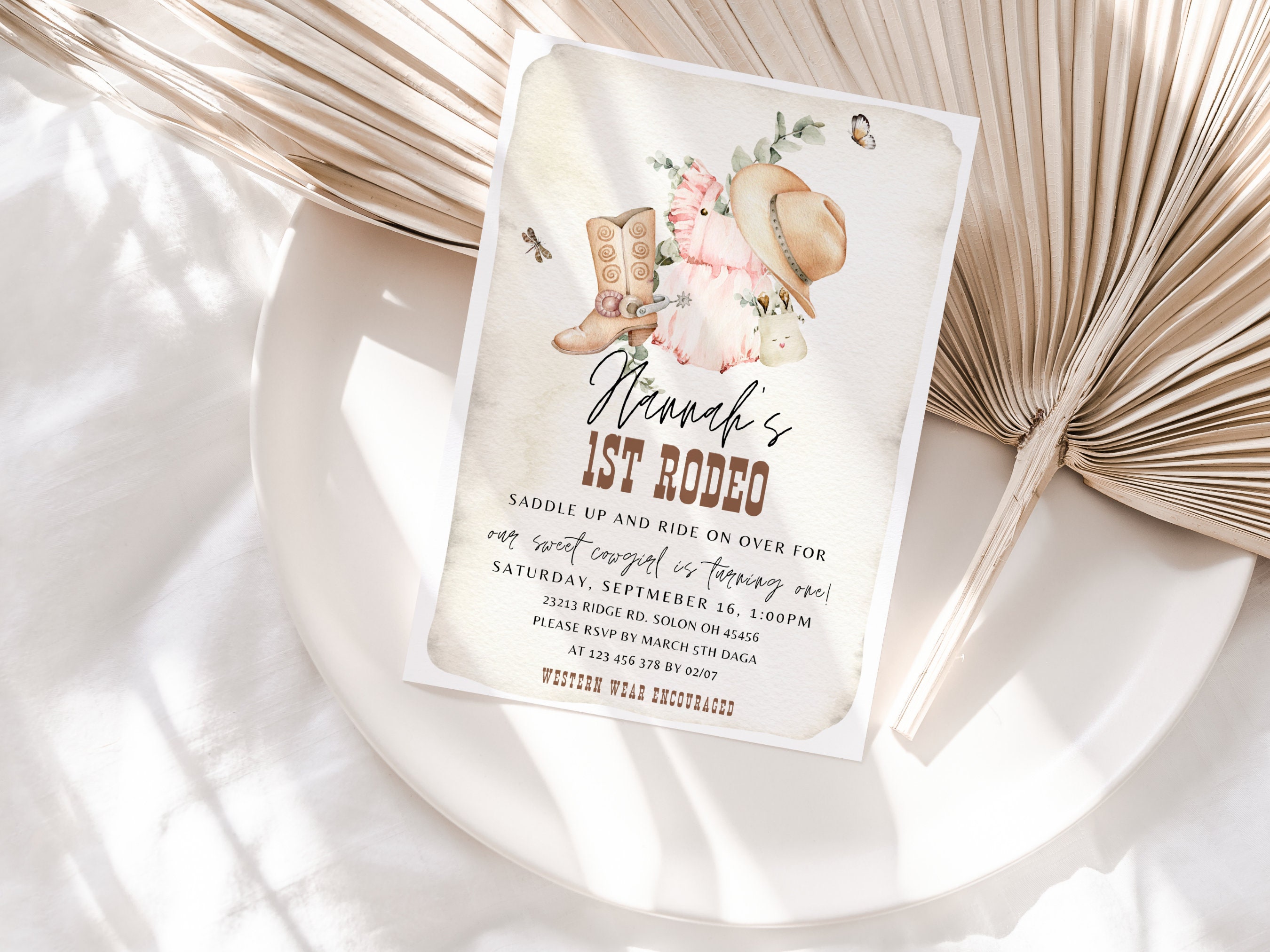 Editable Cowgirl Birthday Party Invitation Wild West Cowgirl 1st Rodeo ...