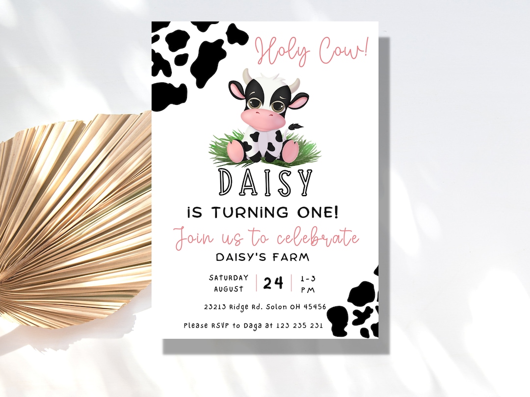 Cow Birthday Invitation, Cow Invitation, Farm Invitation, Farm Party ...