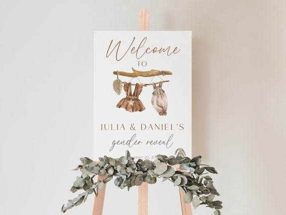 Welcome Sign Gender Reveal Boho Welcome Sign Neutral Gender - Etsy