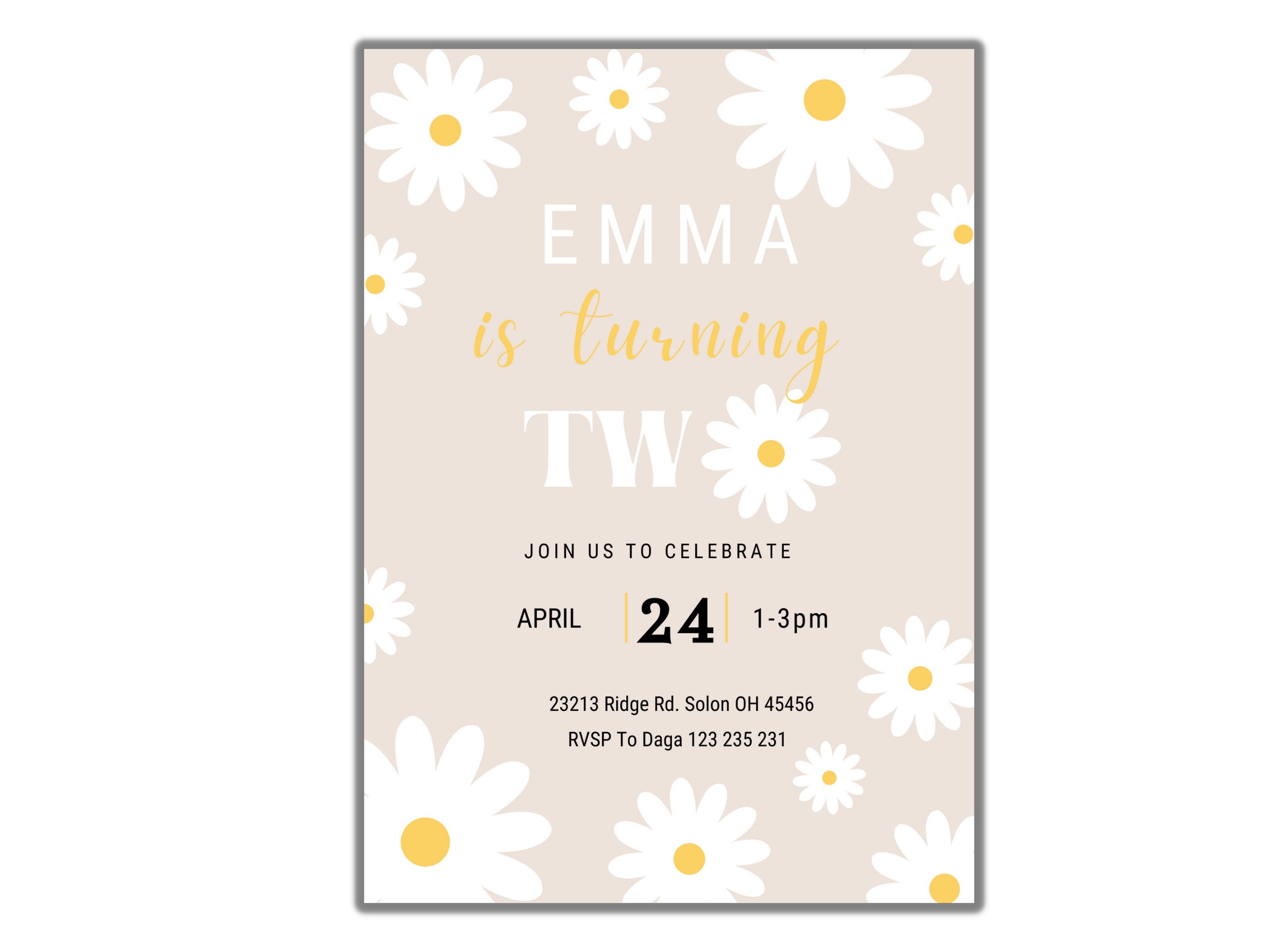 Daisy Birthday Invitation, Daisy Party, Flower Birthday, Flower Girl ...