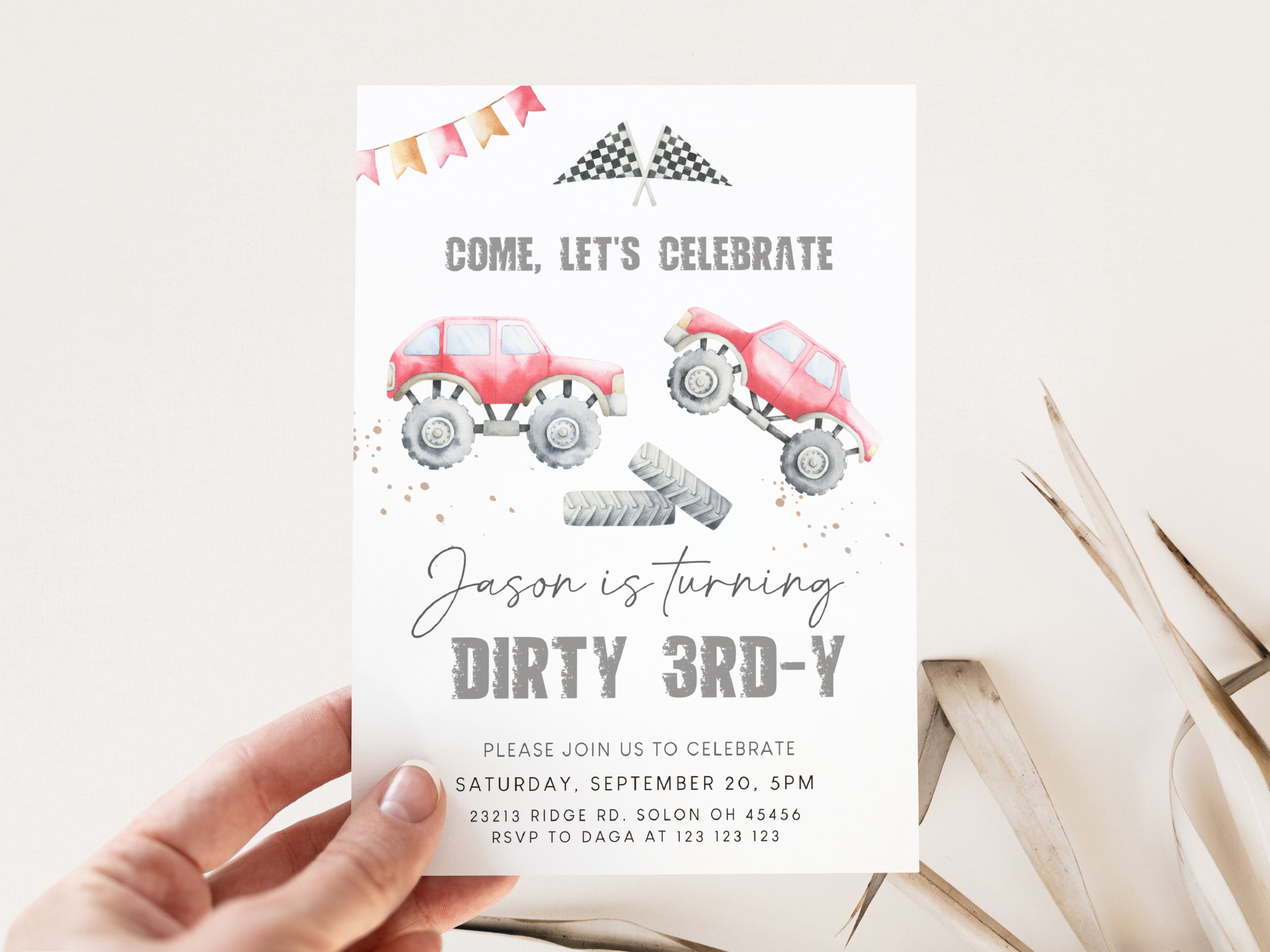 Print Monster Trucks Pit Stop Sign Red Monster Jam Birthday - Etsy
