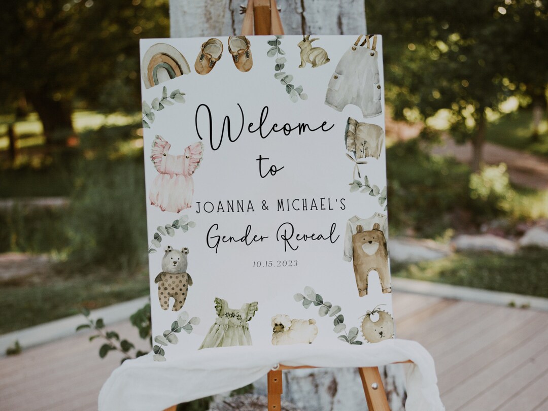 Gender Reveal Sign, Welcome Sign Gender Reveal, Rustic Gender Reveal ...