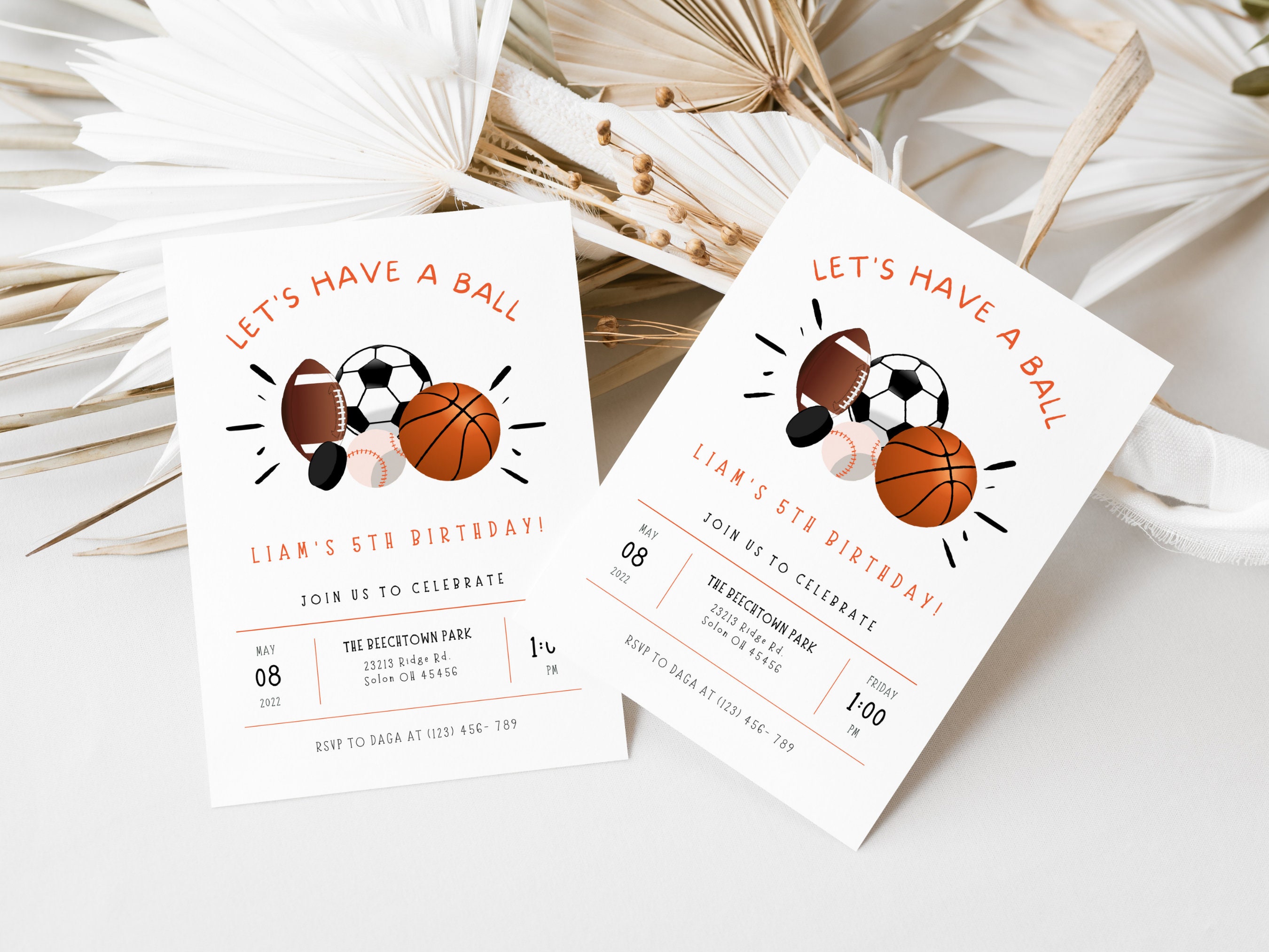 Let's Have a Ball Invite, Ball Birthday Invitation Digital, Birthday ...