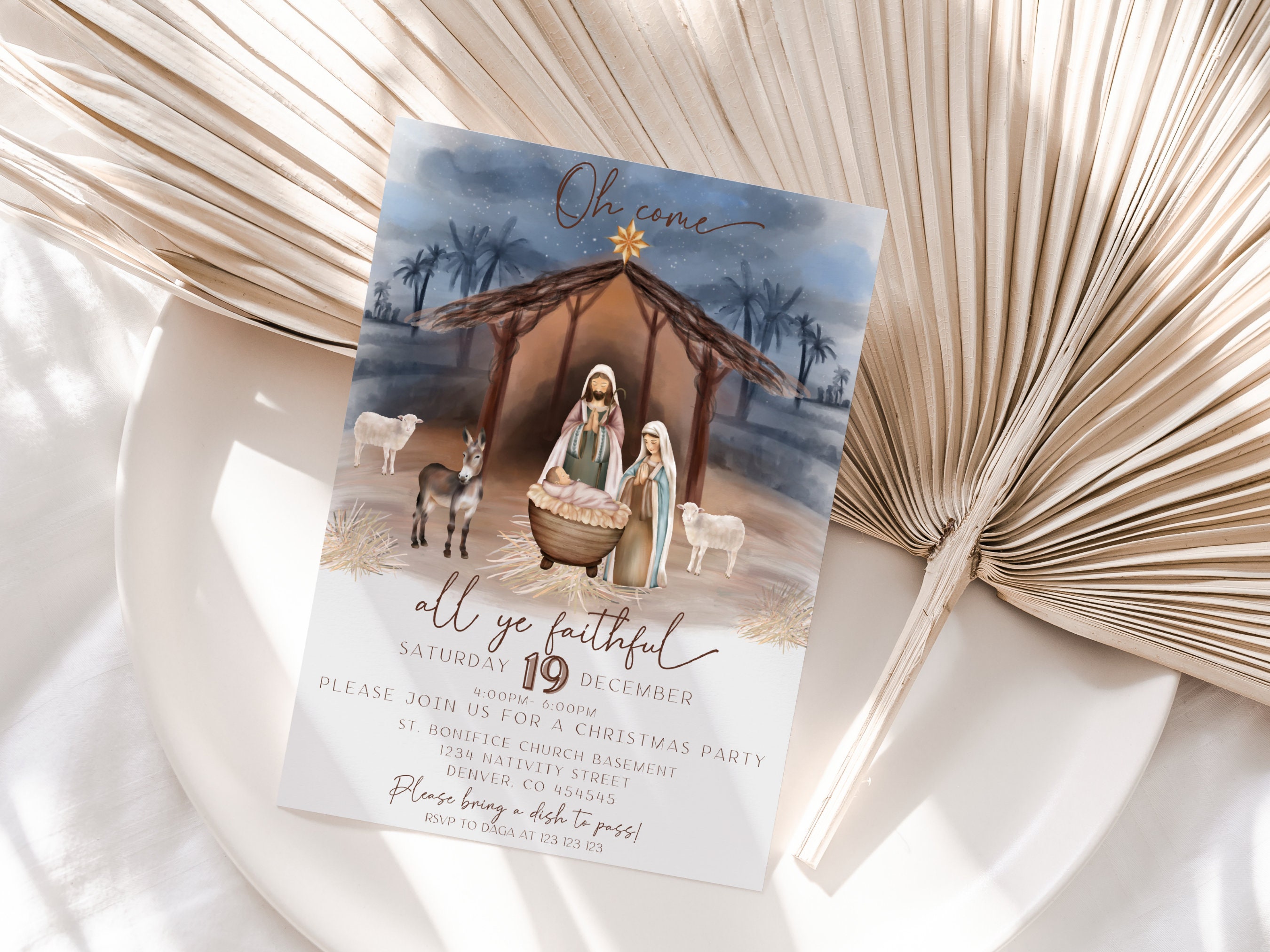 Nativity Invitation, Religious Christmas Invitation, Church Invitation ...